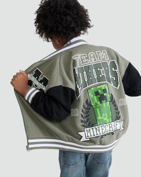Minecraft Build Create Explore Cotton Rich Varsity Jacket in Multi ...