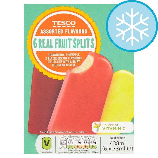 Tesco Real Fruit Splits 6 X 73Ml - Tesco Groceries