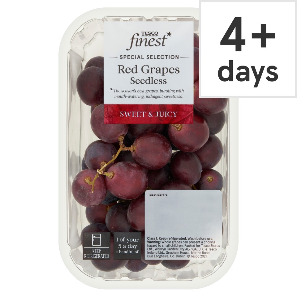 Tesco Finest Red Grapes Seedless 500G - Tesco Groceries