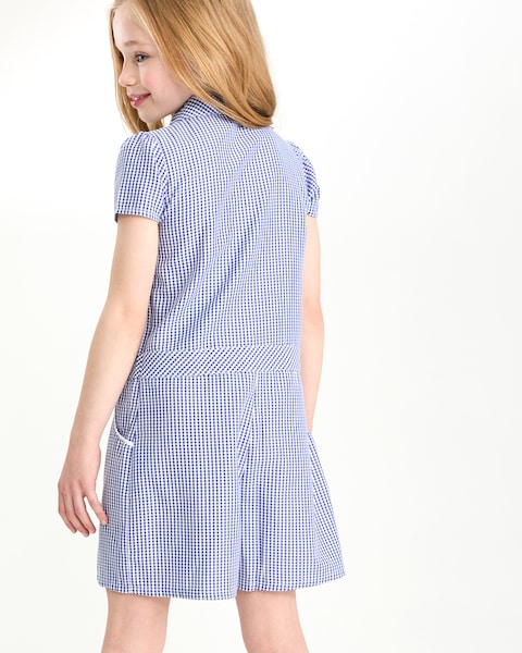 F&F School Girls 2-Pack Gingham Playsuit in Navy - Tesco Groceries