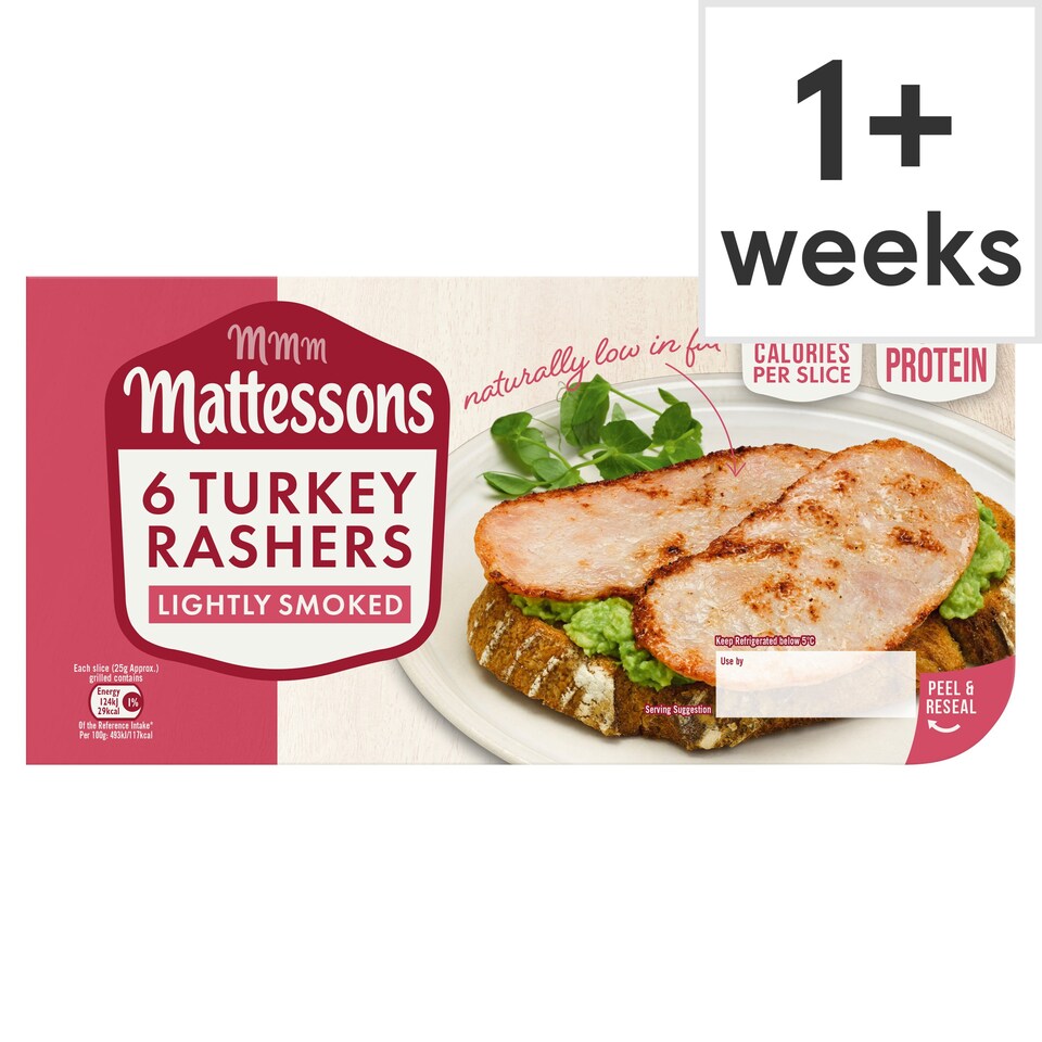 Mattessons 6 Smoked Turkey Rashers 150g - Tesco Groceries
