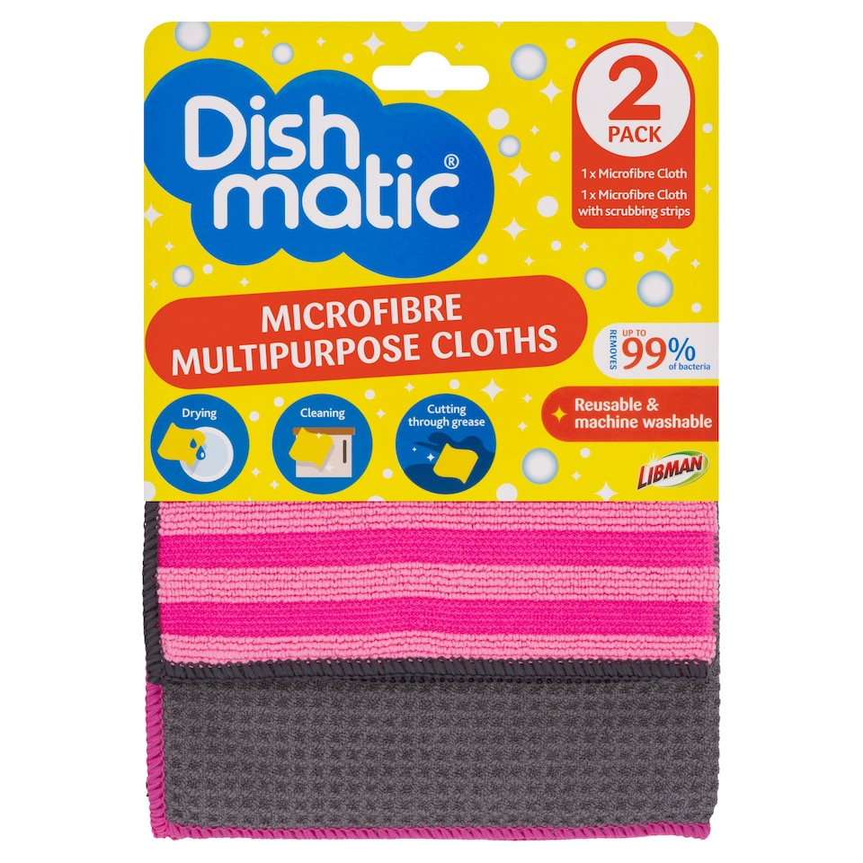 Dishmatic Multipurpose Microfibre Cloths 2 Pack - Tesco Groceries