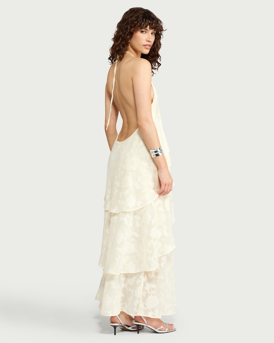 F&F Floral Tiered Maxi Dress in Cream - Tesco Groceries