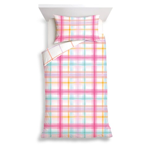 Tesco Spring Is Here Washy Check Pink Duvet Set Single - Tesco Groceries