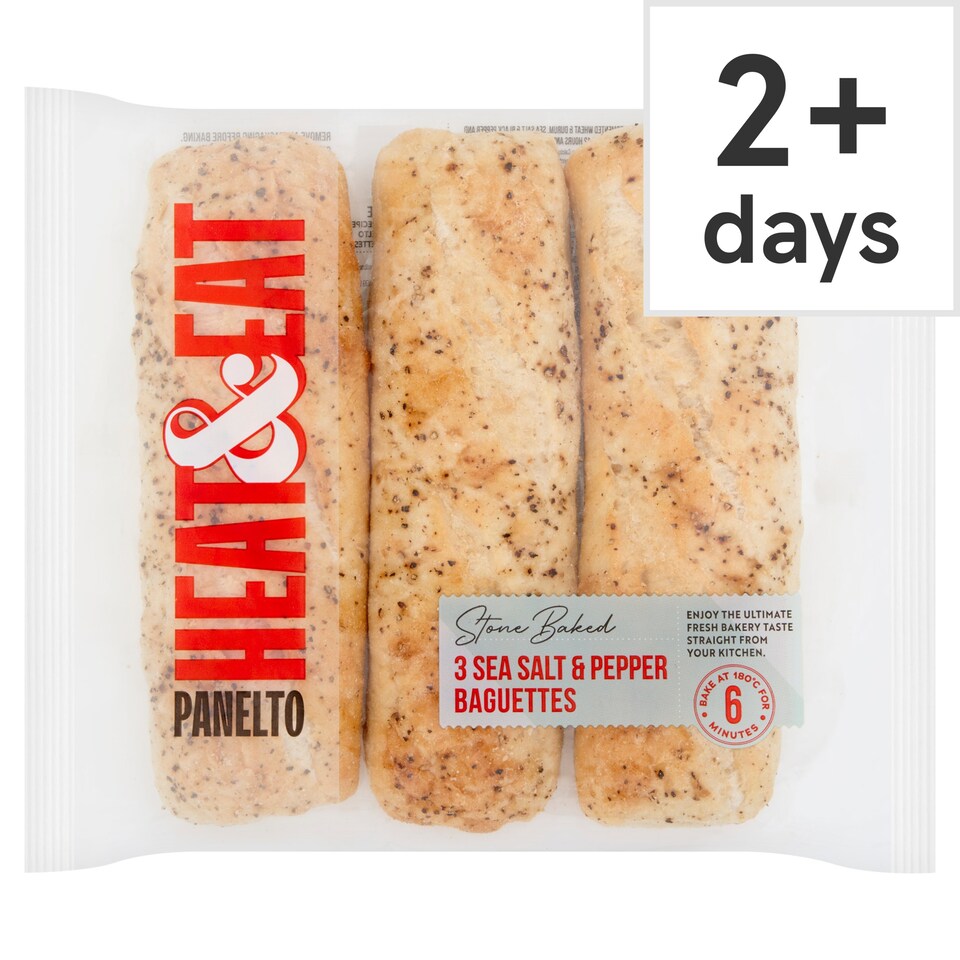 Heat and Eat Sea Salt & Pepper Baguette 3 Pack - Tesco Groceries