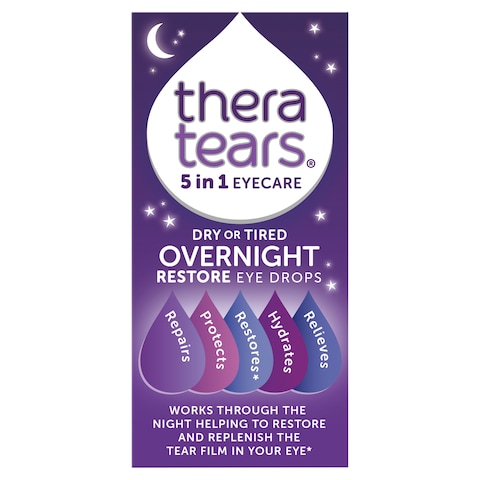 Thera Tears 5 in 1 Eyecare Dry or Tired Overnight Restore Eye Drops ...
