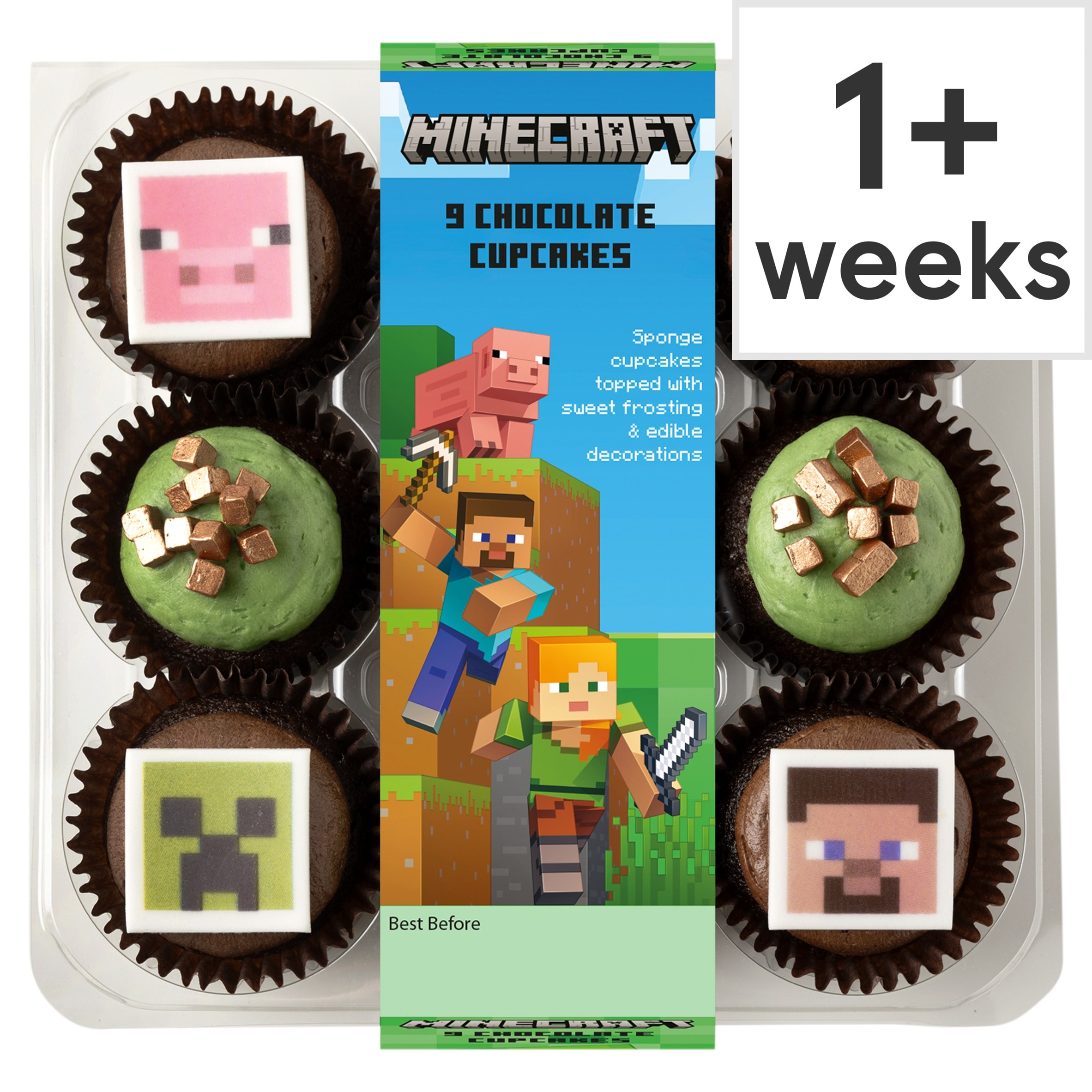 Minecraft 9 Chocolate cupcakes - Tesco Groceries
