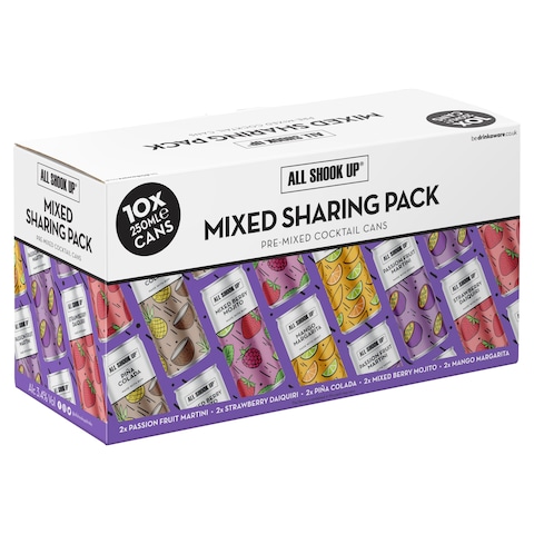 All Shook Up Mixed Sharing Pack Cocktail Cans 10x250ml - Tesco Groceries