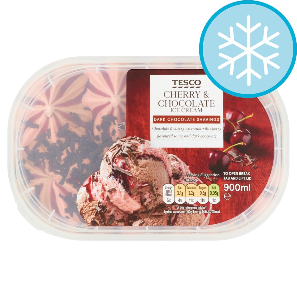 Tesco Cherry And Chocolate Ice Cream 900Ml - Tesco Groceries