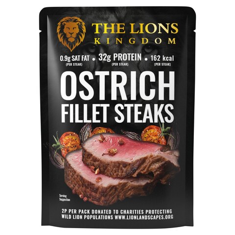 The Lions Kingdom Ostrich Fillet Steak x2 250g - Tesco Groceries