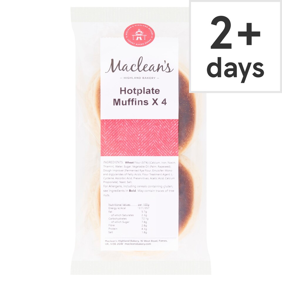 Maclean's Highland Bakery Hotplate Muffins 4 Pack - Tesco Groceries
