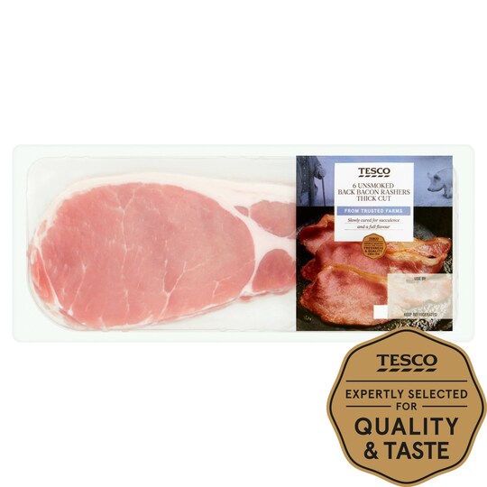 T Unsmkd Thick Cut Back Bacon Rasher 300G - Tesco Groceries