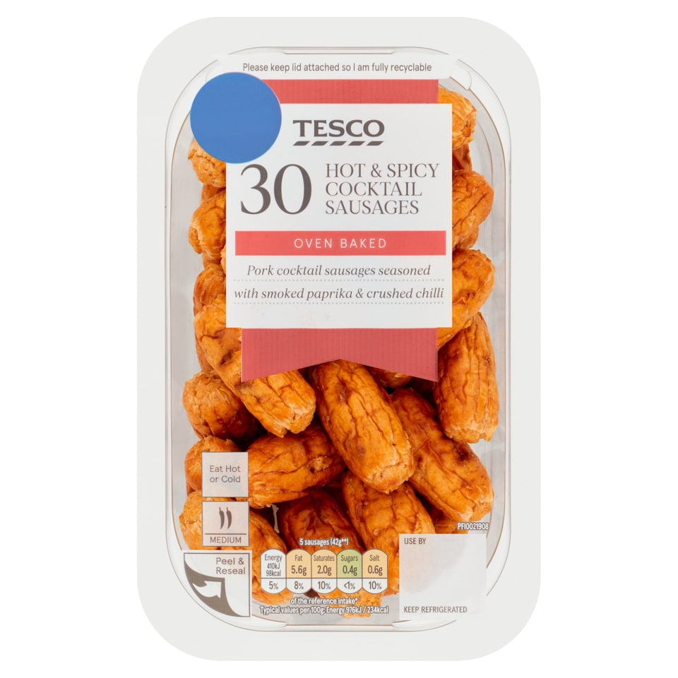 Tesco 30 Hot & Spicy Cocktail Sausages 255G - Tesco Groceries