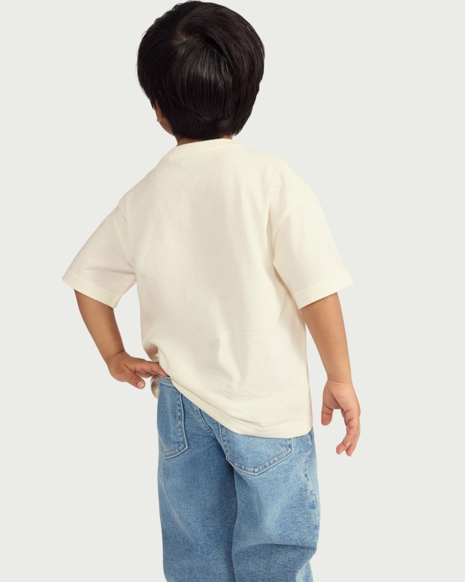 F&F Boys Pure Cotton Vacay Print T-Shirt in Cream - Tesco Groceries
