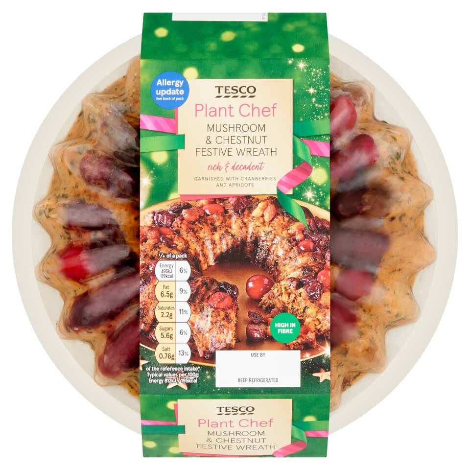 Tesco Plant Chef Mushroom & Chestnut Festive Wreath 450g - Tesco Groceries