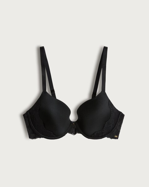 F&F Lace Trim Padded T-Shirt Bra in Black - Tesco Groceries