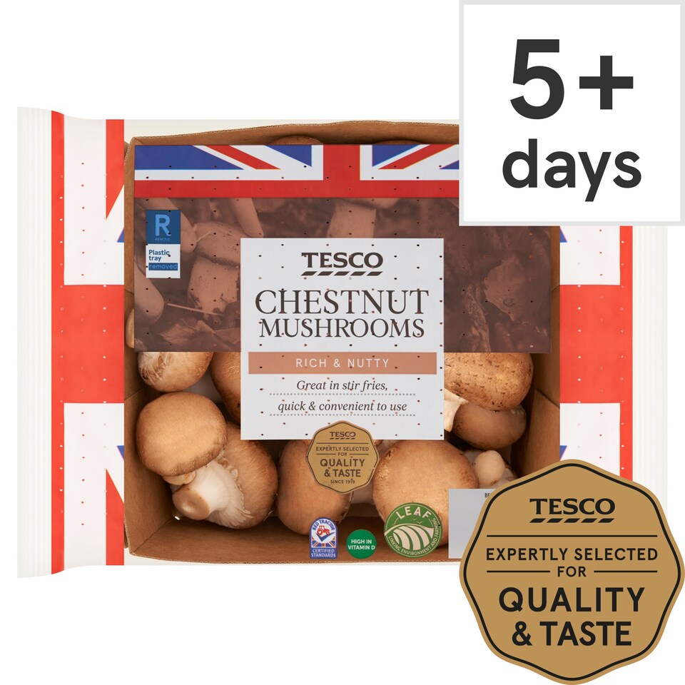 Tesco Family Pack Chestnut Vitamin D Mushrooms 485G - Tesco Groceries