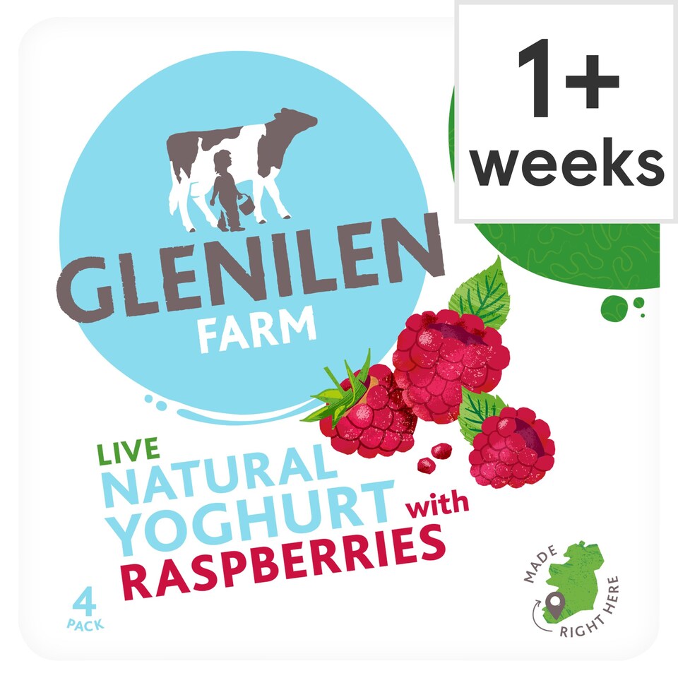 Glenilen Farm Raspberry Yoghurts 4X 125G - Tesco Groceries