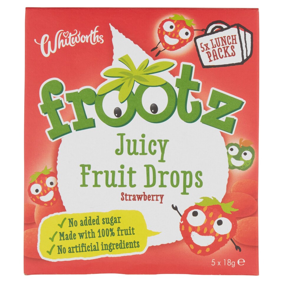Whitworths Strawberry Frootz Buttons 5X18g - Tesco Groceries