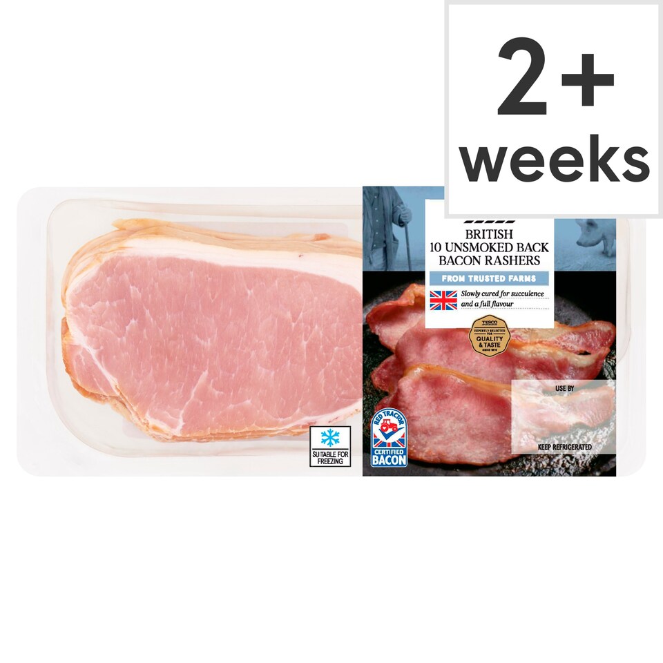 Tesco British 10 Unsmoked Back Bacon Rashers 300G - Tesco Groceries