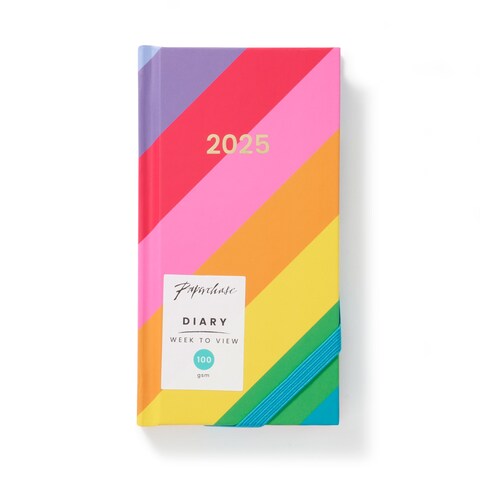 Paperchase 2025 WTV Rainbow Stripe Slim Diary - Tesco Groceries