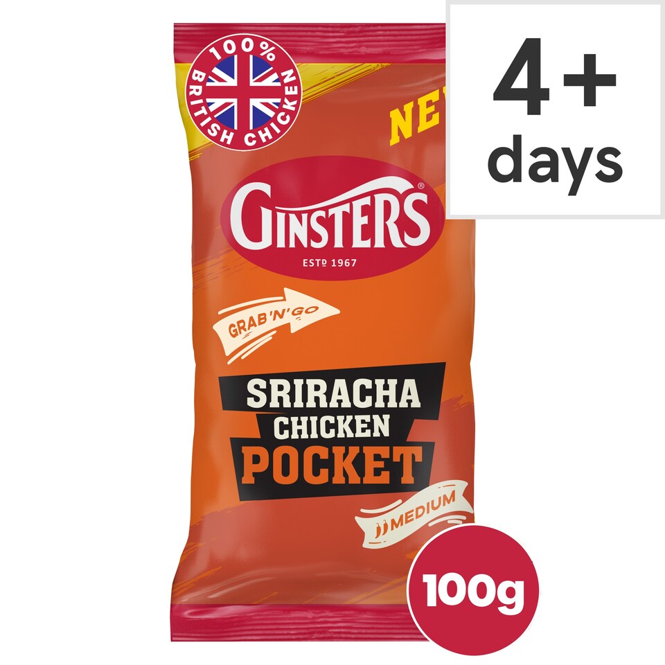 GINSTERS SRIRACHA CHICKEN POCKET 100G - Tesco Groceries