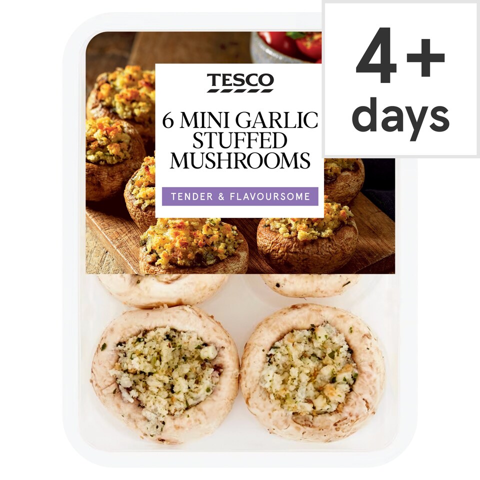 Tesco 6 Mini Garlic Stuffed Mushrooms 185g - Tesco Groceries