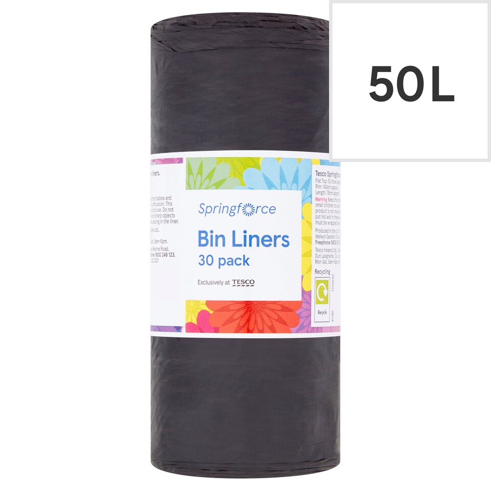 Springforce Bin Liners 30 Pack - Tesco Groceries