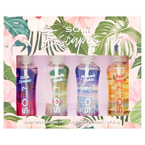 So...? Escapes Body Mist 4 X 50Ml - Tesco Groceries