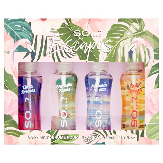 So...? Escapes Body Mist 4 X 50Ml - Tesco Groceries