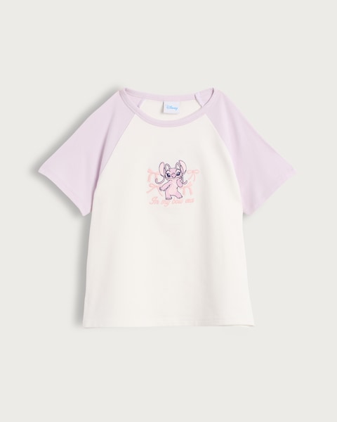 Disney Lilo and Stitch Cotton Rich Angel Short Sleeved T-Shirt in White ...