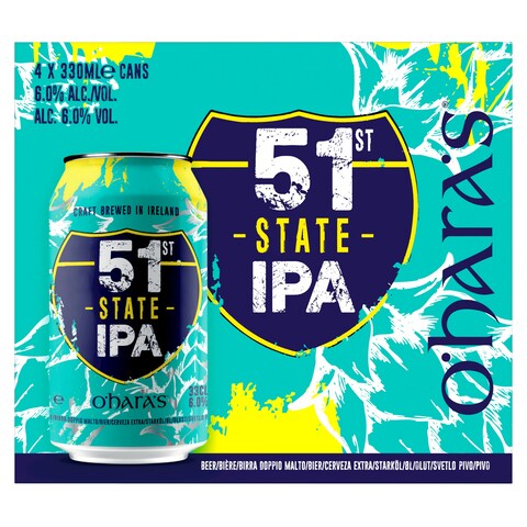 O'Hara's 51st State IPA Beer 4 x 330ml - Tesco Groceries