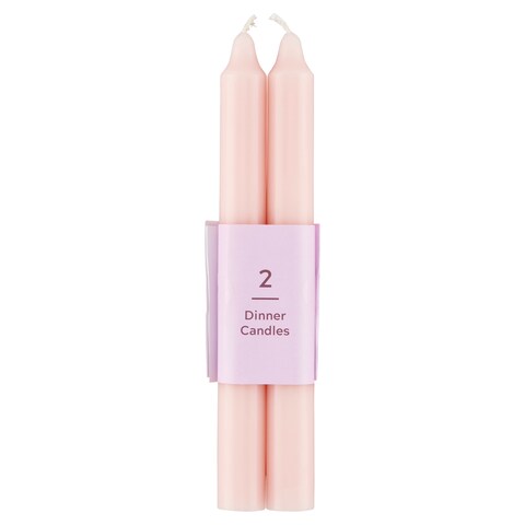 F&F Pink Dinner Candles 2 pcs - Tesco Groceries