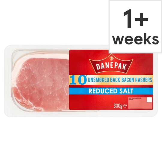 Danepak 10 Unsmoked Reduced Salt Back Bacon Rashers 300G - Tesco Groceries