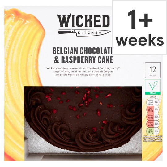 Wicked Kitchen Belgian Chocolate & Raspberry Cake - Tesco Groceries
