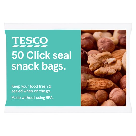 Tesco Click & Seal Resealable Snack Bags 50 Pack - Tesco Groceries