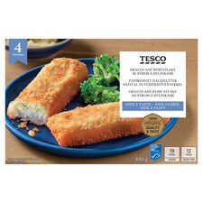 Tesco Quick-Frozen Pre-Cooked Breaded Fish Slices with Cheese and Herbs ...