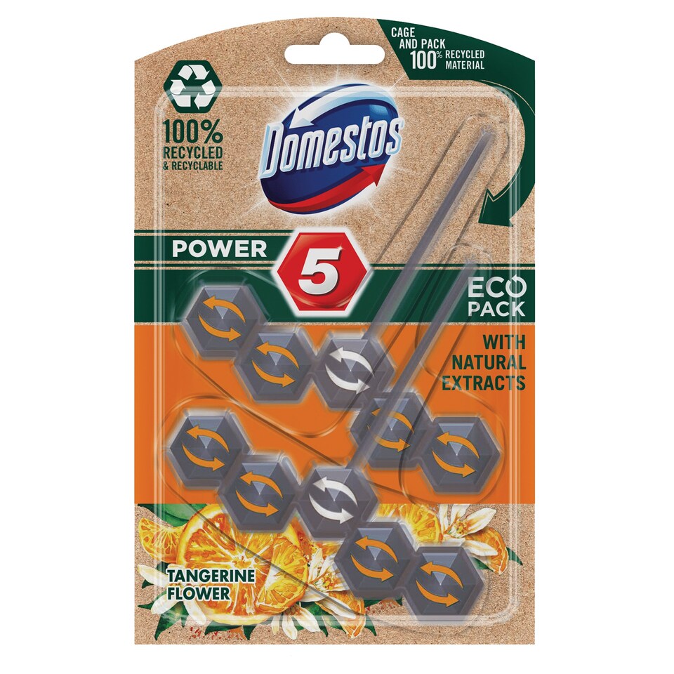 DOMESTOS Power5 Ecopack Tangerine Flower Toilet Rim Block 2 x 55 g ...