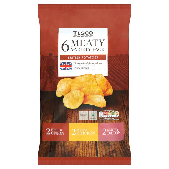 Tesco Meaty Variety Crisps 6X25g - Tesco Groceries