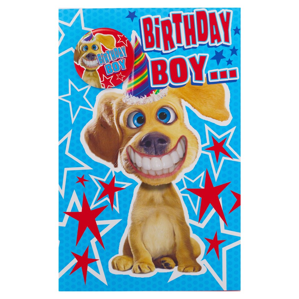 Hanson White Birthday Card Birthday Boy& (Badge) - Tesco Groceries