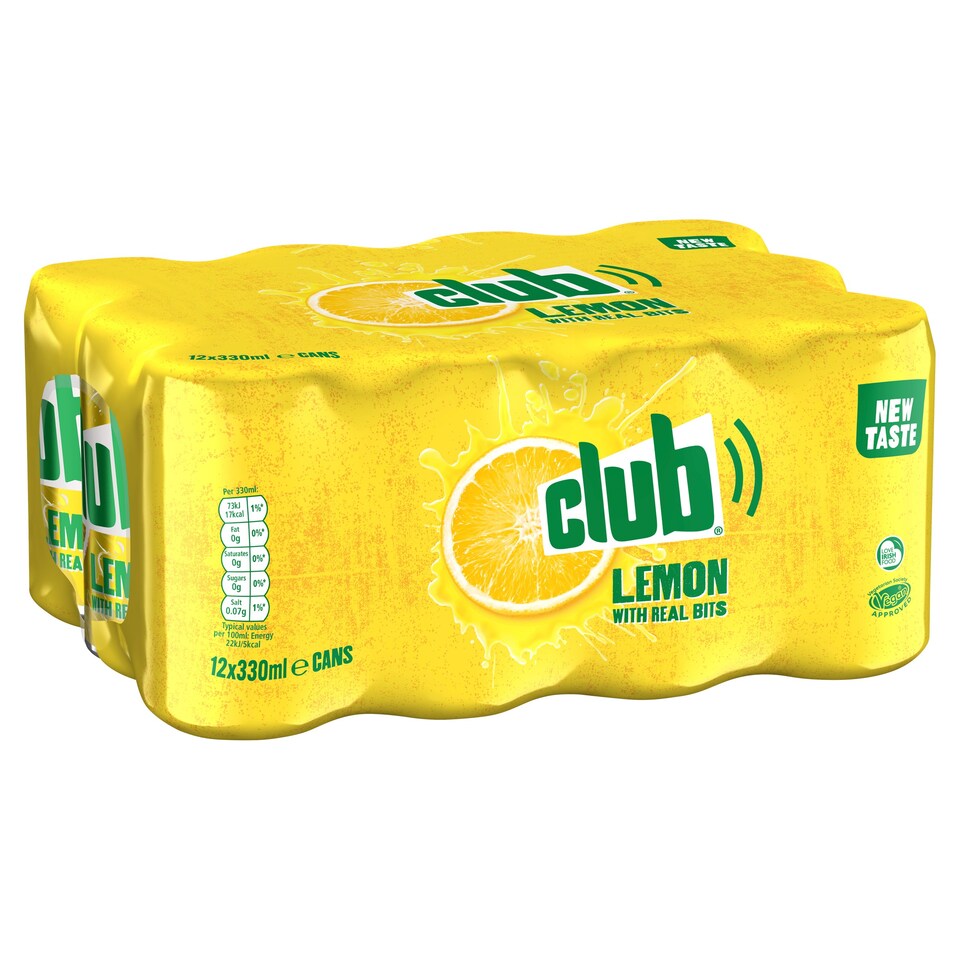 Club Lemon With Real Bits Soft Drink 12X330ml - Tesco Groceries