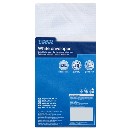 Tesco White Dl Envelopes 50 Pack - Tesco Groceries