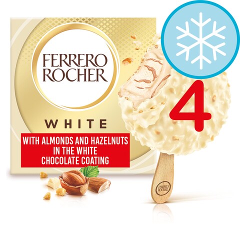 Ferrero Rocher White Chocolate Ice Cream Sticks 4 x 70ML - Tesco Groceries