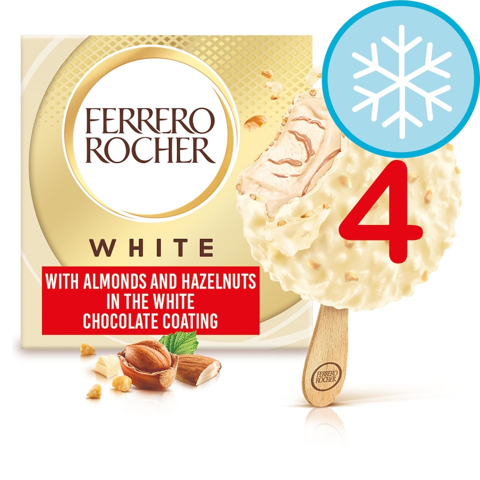 Ferrero Rocher White Chocolate Ice Cream Sticks 4 x 70ML - Tesco Groceries