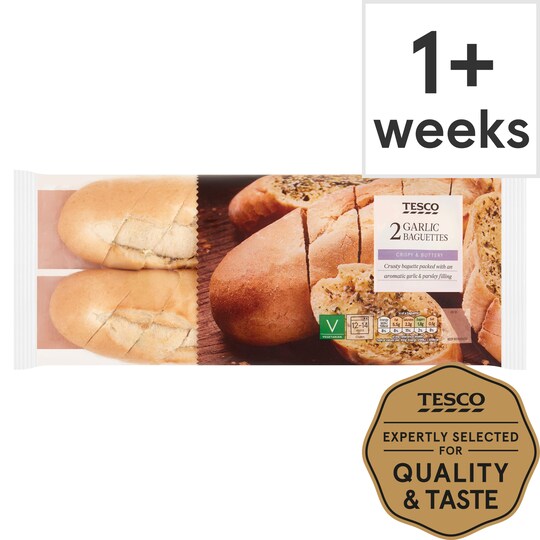 Tesco Twin Garlic Baguette 410G - Tesco Groceries