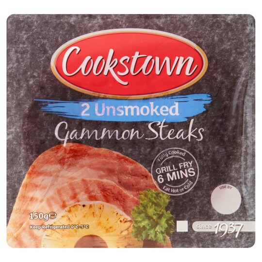 Cookstown Oval Gammon Steaks 2'S 150G - Tesco Groceries
