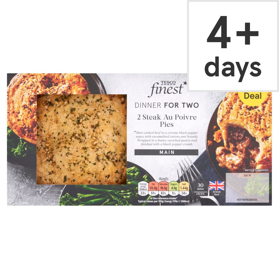 Tesco Finest 2 Steak Au Poivre Pies 500g - Tesco Groceries