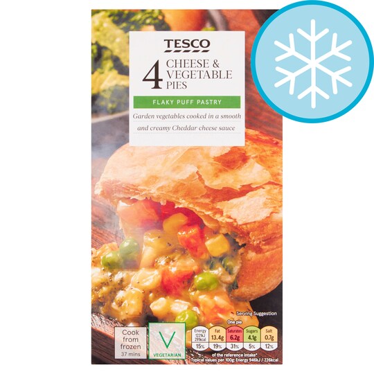 Tesco 4 Cheese & Vegetable Pies 568G - Tesco Groceries