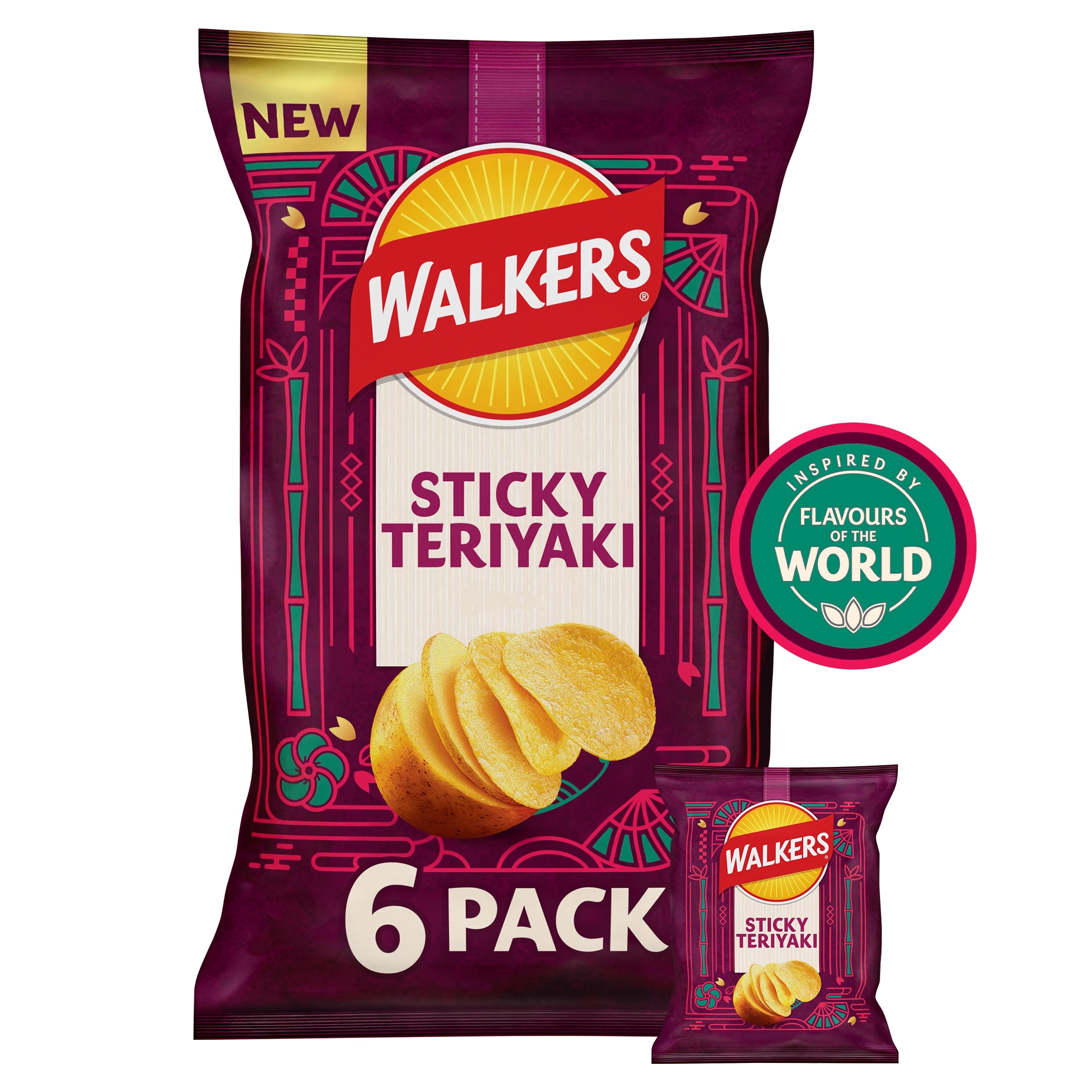 Walkers Sticky Teriyaki Multipack Crisps 6 x 25g - Tesco Groceries