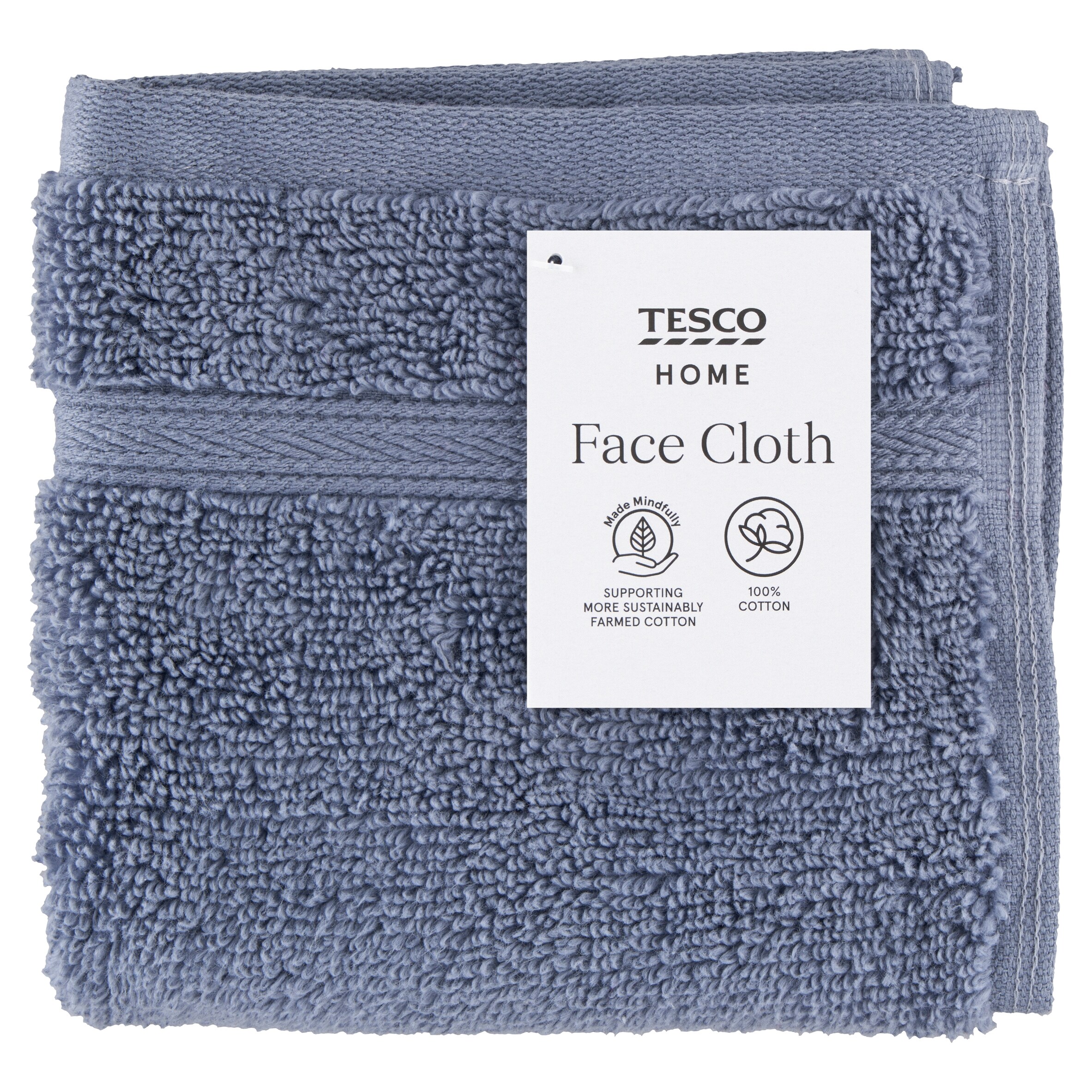 Tesco Home Slate Blue Face Cloth 30 cm x 30 cm - Tesco Groceries